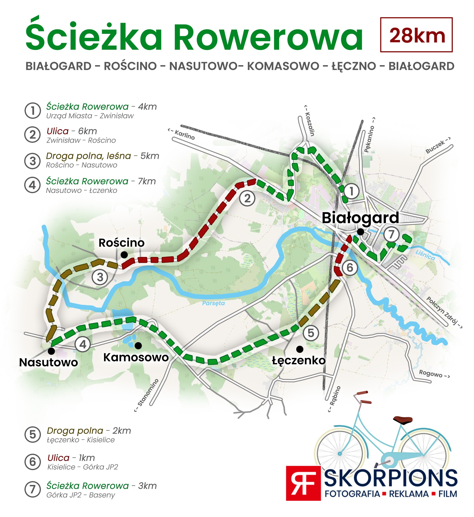 Ścieżka Rowerowa - Białogard - Rościno - Nasutowo - Komasowo - Łęczno